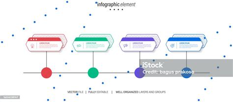 4단계가 있는 벡터 인포그래픽 화살표 템플릿입니다 웹 디자인 타임 라인 다이어그램 차트 그래프 비즈니스 프리젠 테이션에 사용할 수 있습니다 스톡 일러스트레이션 0명에 대한