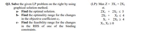 Solved Q3 Solve The Given Lp Problem On The Right By Using