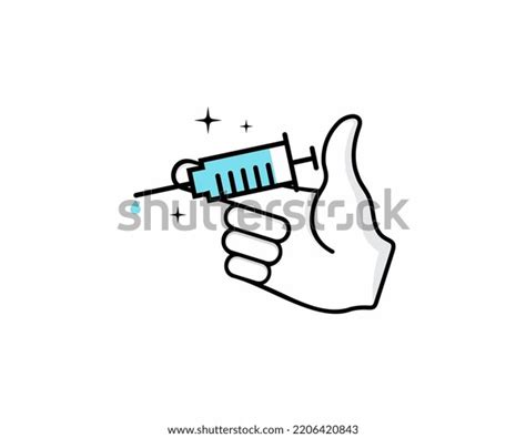 Hand Holding Syringe Neurotoxin Injection Vaccination Stock Vector