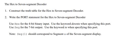 The Hex To Seven Segment Decoder Construct The Chegg