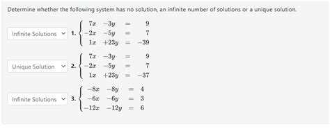 Solved Determine Whether The Following System Has No Chegg