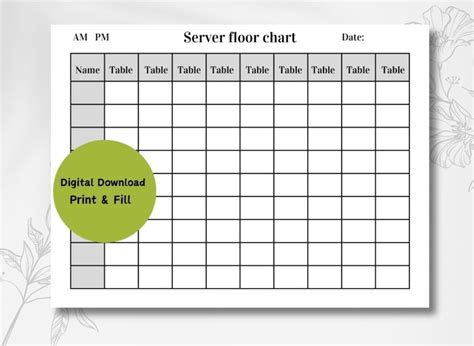 Server Floor Chart Rotation Chart Printable Fillable And Print And