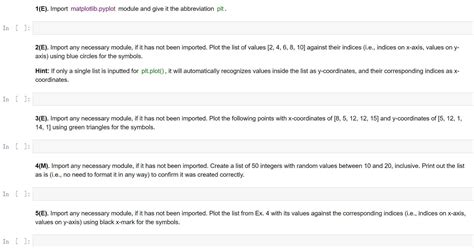 Solved 1e Import Matplotlibpyplot Module And Give It The