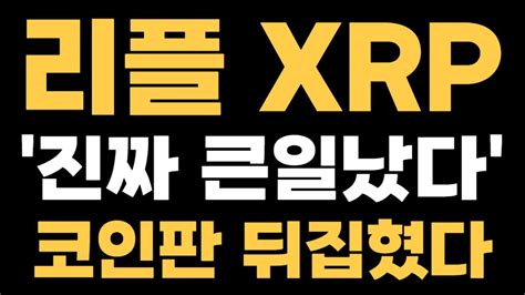 리플 Xrp 엑스알피 진짜 큰일났다 코인판 뒤집혔다 Youtube