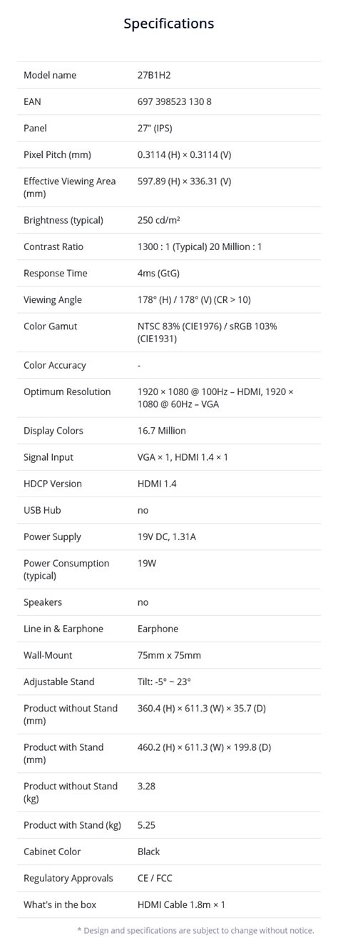 AOC B H Hz FHD Flicker Free IPS Monitor B H Mwave