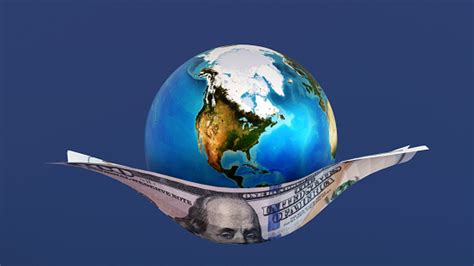 Planet Earth Or Globe Supported Carrying By Banknote World Business