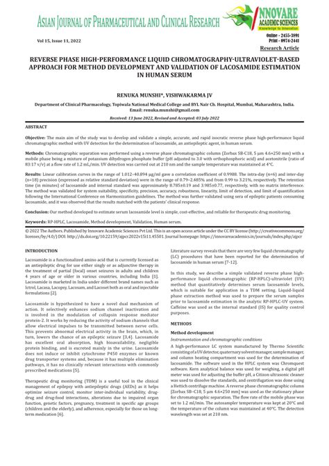 Pdf Reverse Phase High Performance Liquid Chromatography Ultraviolet Based Approach For Method
