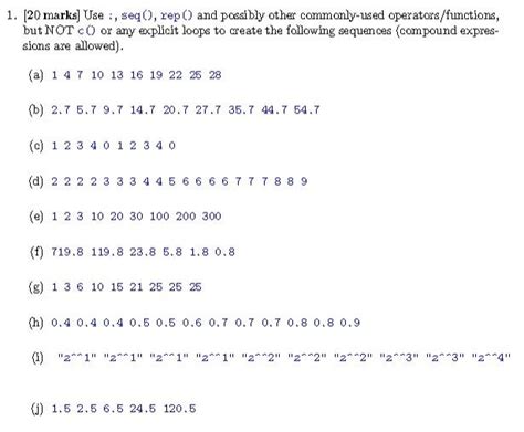 Solved Write R Code With No C Use Only Rep And Seq Chegg