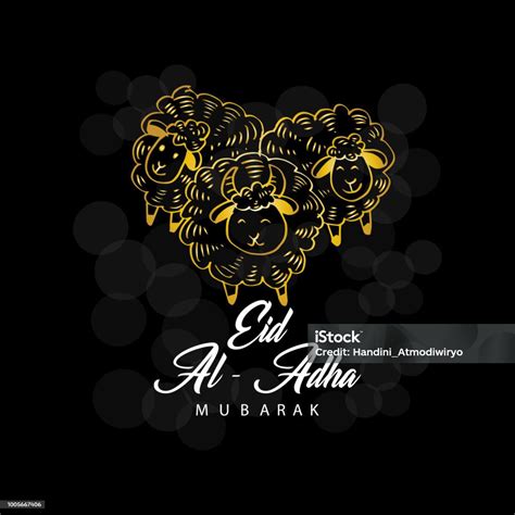 귀여운 재미 있는 양 이슬람 사회 희생의 축제 Eid Al Adha 무바라크에 대 한 벡터 일러스트 레이 션 Eid Al
