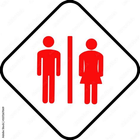 Panneau Pour Les Toilettes Pour Homme Et Pour Femme En Rouge Dans Un Losange Noir Sur Un Fond