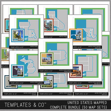 United States Mapped Complete Bundle Digital Art