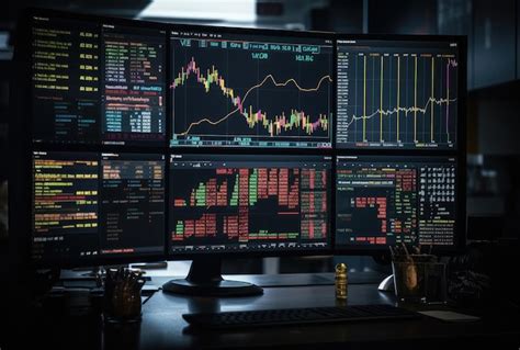 Premium Photo HighTech Trading Desk With Multiple Monitors