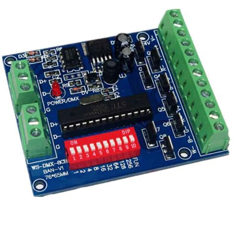 8CH DMX LED Controller RGB DMX512 Decoder 8 Channel DC5V 24 WS DMX 8CH BAN V1 Makers Hut