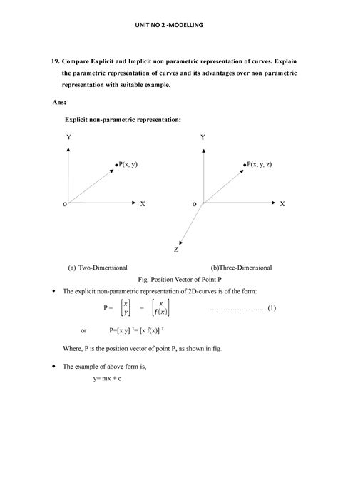 Geometric Modelling Cad Cam 19 Compare Explicit And Implicit Non Parametric Representation Of