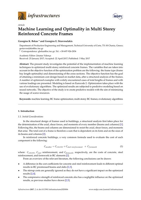 Pdf Machine Learning And Optimality In Multi Storey Reinforced Concrete Frames