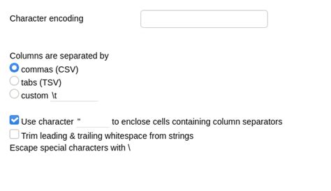 Csvtsv Parses Mentions Non Configurable Escape Character In Parsing Options Ui · Issue 4946