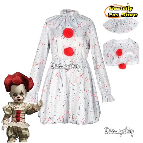 Pennywise Clown Cosplay Costume Set Full Outfit With Headpiece For