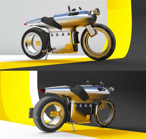 Concept Electric Retro Futuristic Motorcycle Ezpin Rides Away In