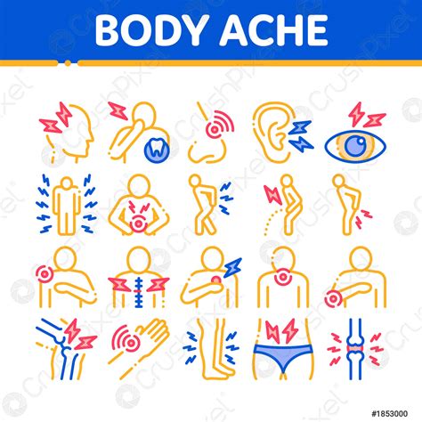Body Ache Collection Elements Icons Set Vector Stock Vector Crushpixel