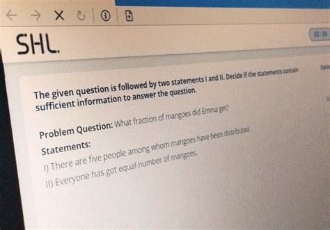 Shl The Given Question Is Followed By Two Studyx