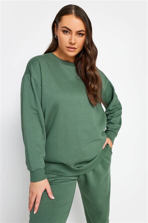 Yours Plus Size Green Crew Neck Sweatshirt Yours Clothing