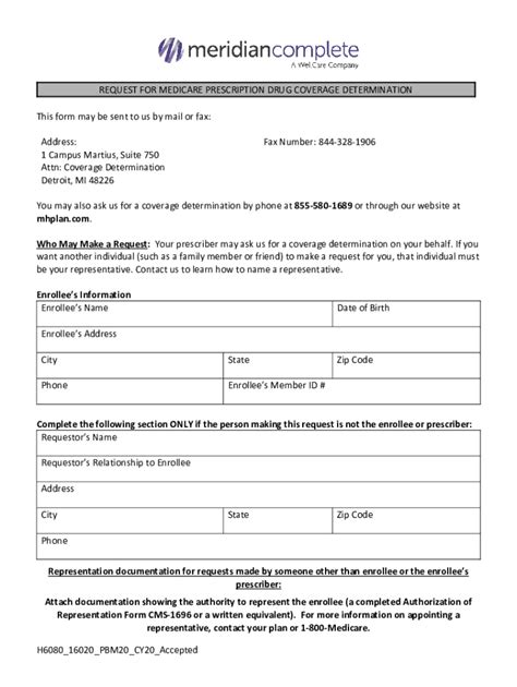 Fillable Online Prescription Drug Coverage Determination Forms Fax