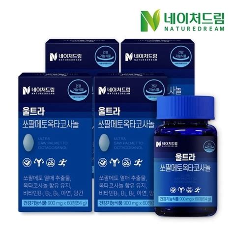 네이처드림 울트라 쏘팔메토 옥타코사놀 900mg 60정 4박스로르산아연비타민아르기닌타우p354275755