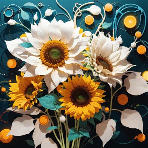 Abstract Floral Art With Vibrant And Contrasting Colors Stock