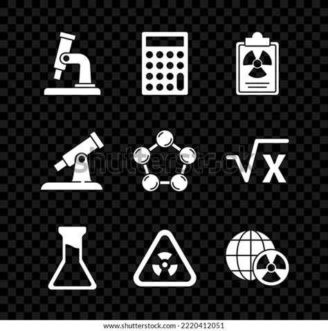 Set Microscope Calculator Radiation Warning Document Stock Vector Royalty Free 2220412051