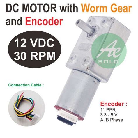Promo High Torque Dc Gear Motor 30rpm 12v Dc With Encoder Feedback Worm