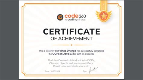 Javacertified Oop Codingninjas Learningjourney Achievementunlocked Vikas Dhakad