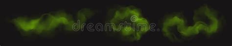 Realistic Green Smoke Bad Smell Or Gas Clouds Stock Vector