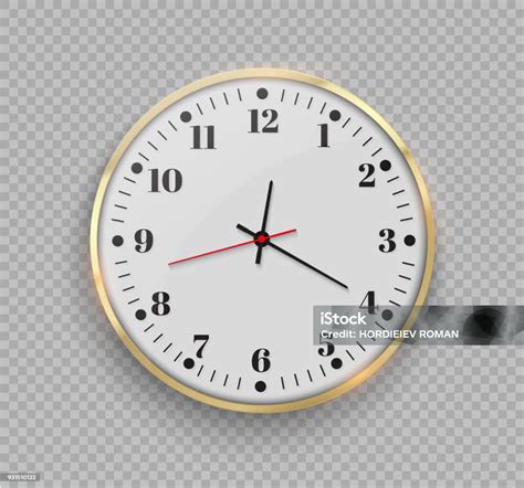 아름 다운 골드 벽 시계와 황금입니다 대형 서식 파일을 디자인 합니다 그 시간을 봐 투명 한 배경에서 아름 답 고 원래 타이머 2 위 상 종류에 대한 스톡 벡터 아트 및
