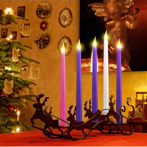 5 Pcs Led Flameless Advent Candle Set Christmas Candles Seasonal