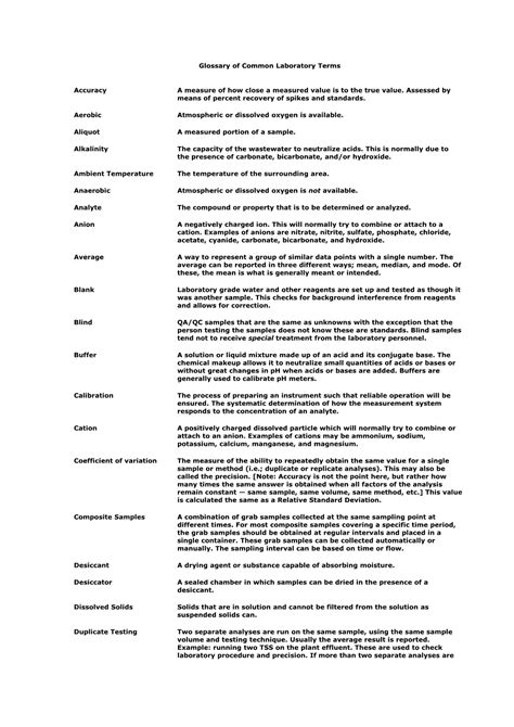 Glossary Of Common Laboratory Terms DocsLib