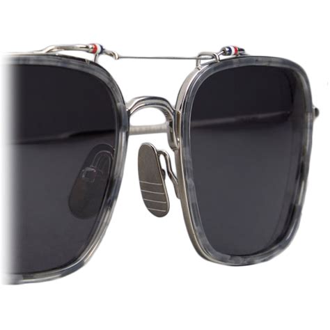Thom Browne Acetate And Titanium Aviator Sunglasses Grey