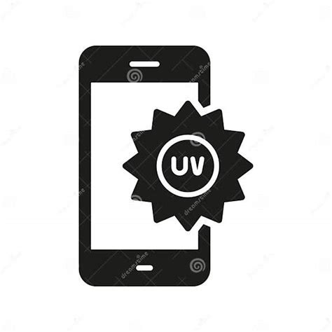 Uv Index Mobile App Silhouette Icon Ultraviolet Radiation Level Glyph Pictogram Stock Vector