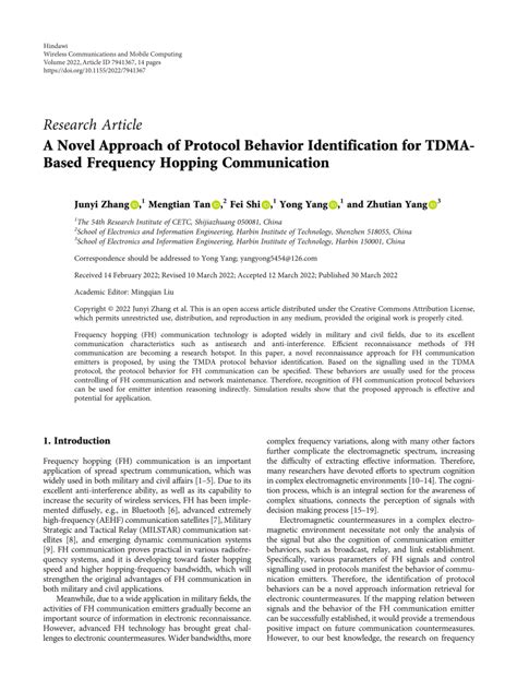 Pdf A Novel Approach Of Protocol Behavior Identification For Tdma Based Frequency Hopping