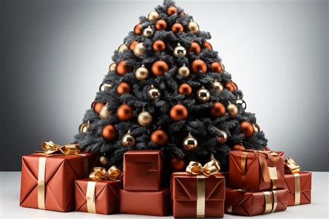 Premium Vector Decorated Gold Christmas Tree With Golder Patchwork