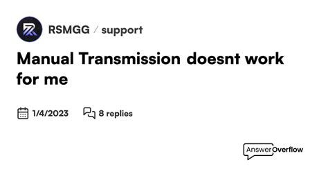Manual Transmission Doesnt Work For Me Rsmgg