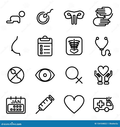 Infertility Of Woman Icons Medical And Healthcare Concept Thin Line