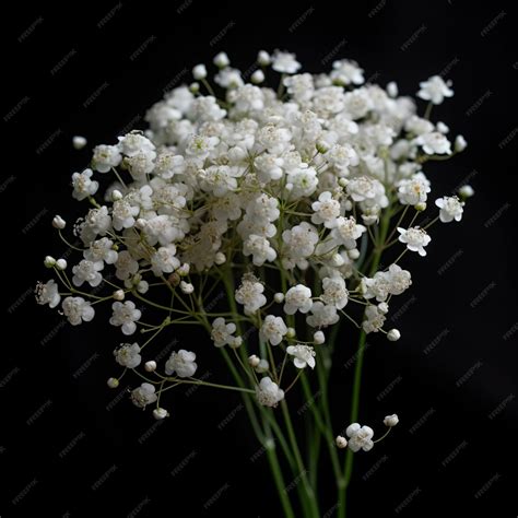 Un Ramo De Pequeñas Flores Blancas Con Un Fondo Negro Foto Premium