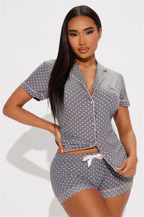 Sleep Tight Pj Short Set Greycombo Fashion Nova Lingerie