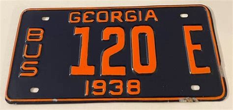 Vintage 1938 Georgia School Bus License Plate 120 E Restored 12 25 X 4 4 Ebay