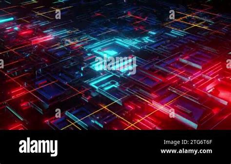 3d Steel Cubes Abstract Flying Seamless Loop 4k Background Fluorescent Light Glowing Neon