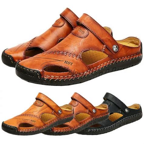 SOMMER HERREN SANDALEN Echtes Leder Outdoor Bequeme Römische Strand Hausschuhe T EUR