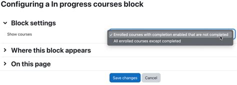 In Progress Courses Block Moodledocs