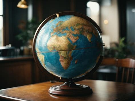 Premium Photo The Globe On The Table In Office