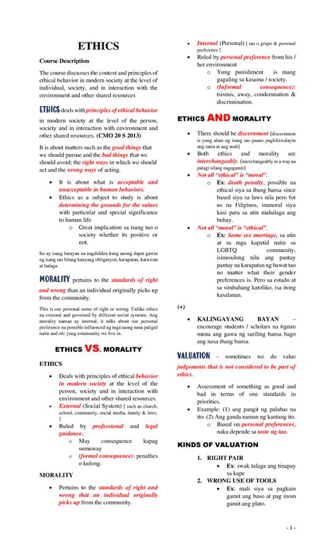 ethics reviewer lecture notes in ethics chapter 1 to chapter 5
