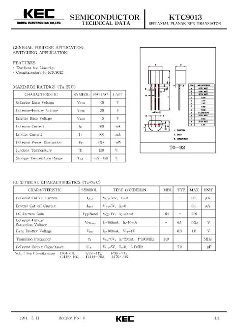 Unlocking The Potential Exploring The 9013 Transistor Datasheet